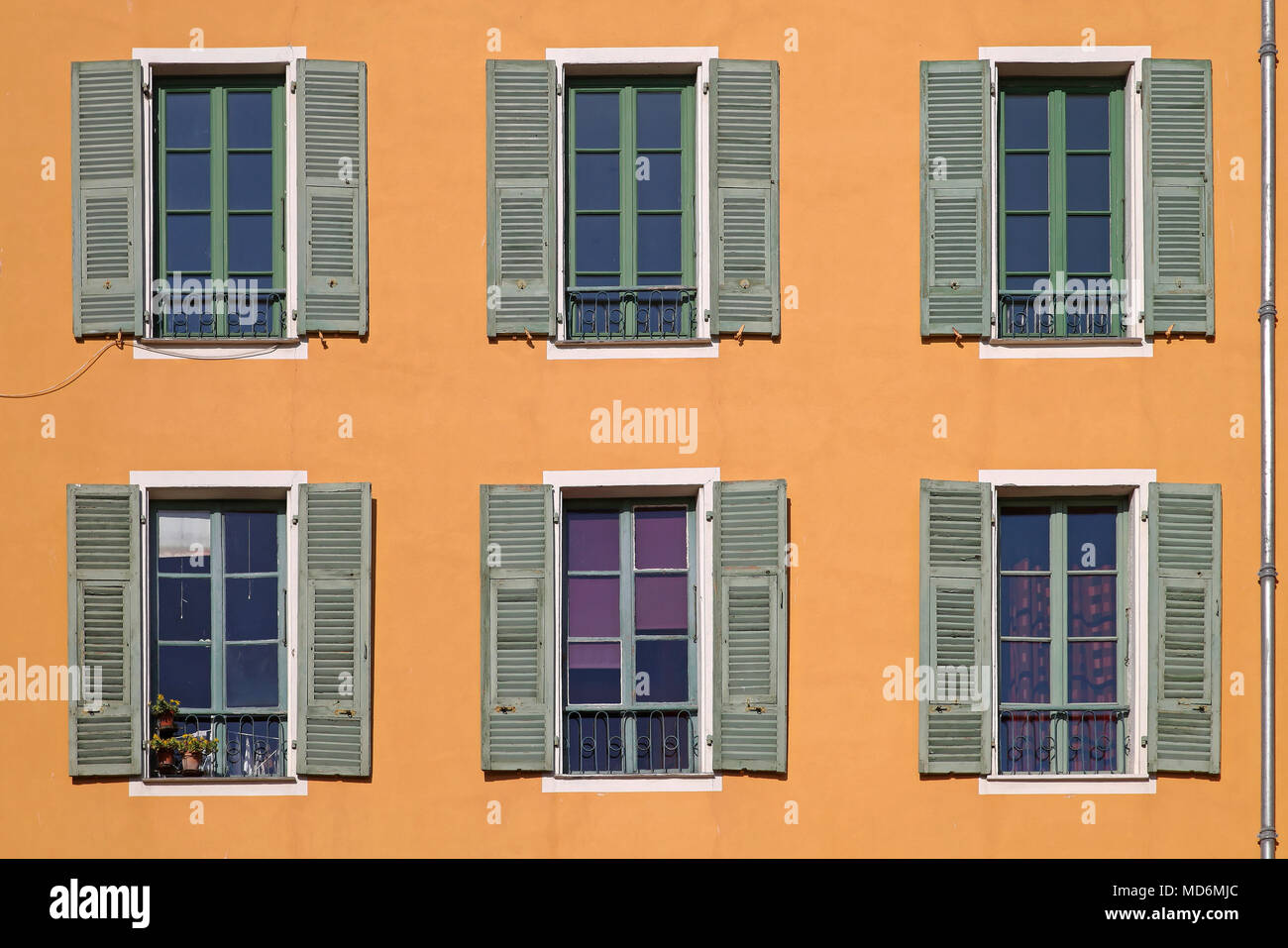 Classic Style French Balconies With Big Windows Stock Photo - Alamy