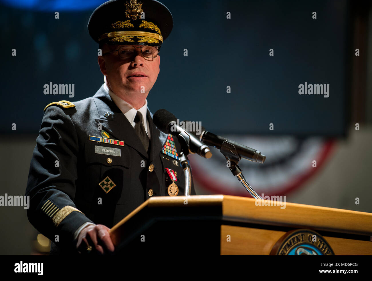 U.S. Army Gen. David G. Perkins speaks during his retirement ceremony ...