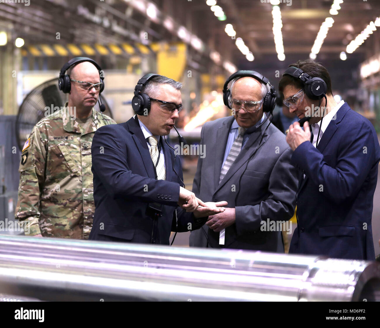Chief of Manufacturing John Zayhowski, second from left, briefing ...