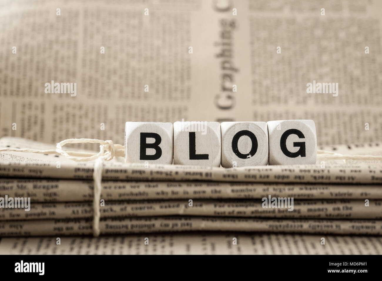 Blog word and newspapers Stock Photo - Alamy