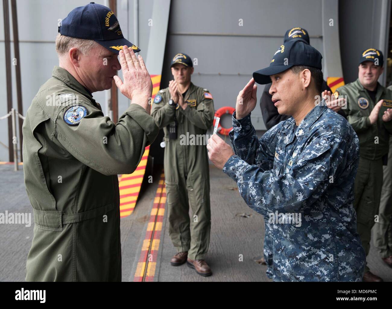 NORFOLK, Va. (Mar. 30, 2018) -- Lt. Cmdr. Jericho Timog, assigned to ...