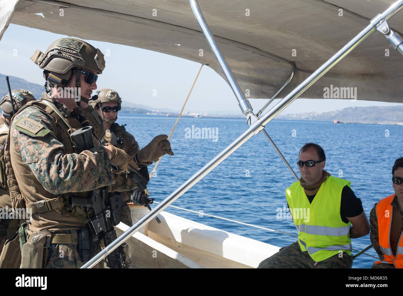U.S. Marines assigned to Maritime Raid Force (MRF), 26th Marine ...
