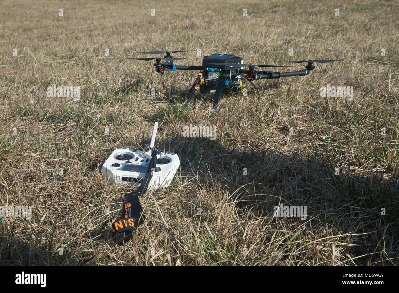 U.S. Marines and contractors fly drones during the Hive Final Mile ...