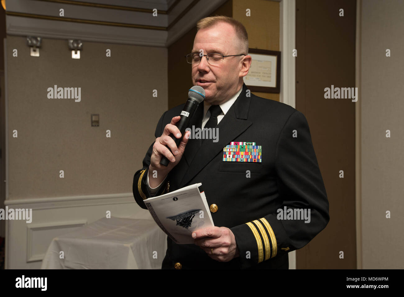 U.S. Navy Chaplain Cmdr. Ron Nordan gives an invocation during a ...