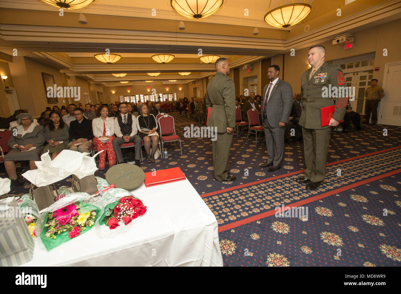 U.S. Marine Corps Col. Ronald Jones, center, chief of behavioral ...
