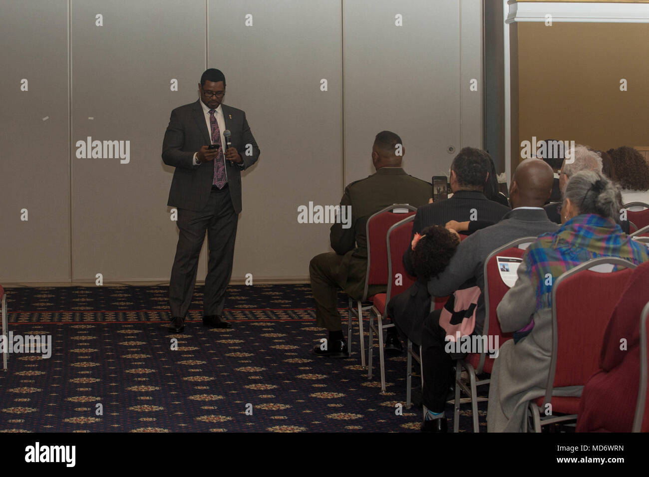 Dr. Jeffrey Jones, the retiring official, speaks during the retirement ...