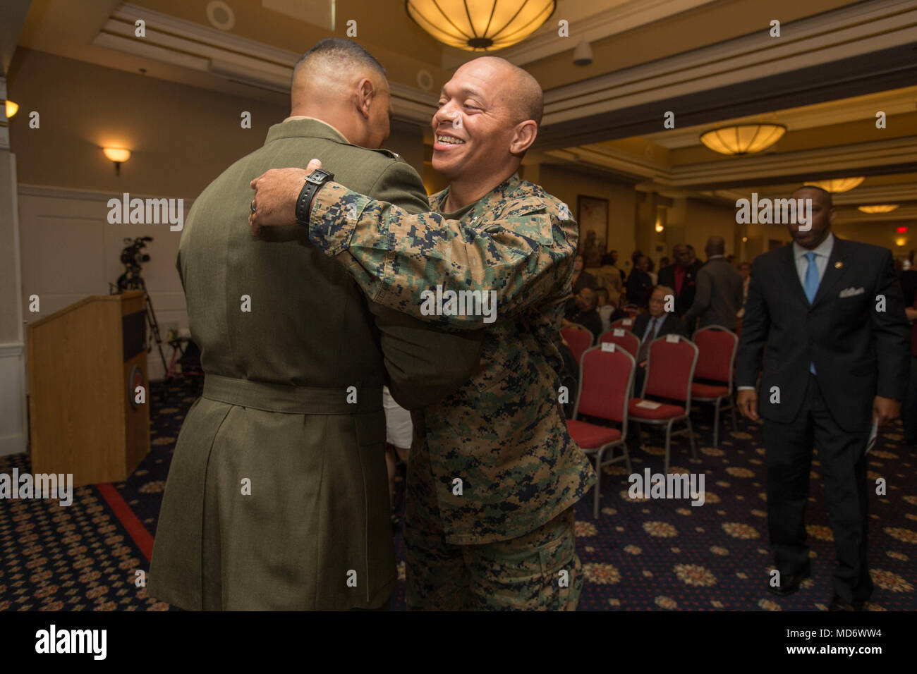 Attendees of U.S. Marine Corps Col. Ronald Jones, chief of behavioral ...