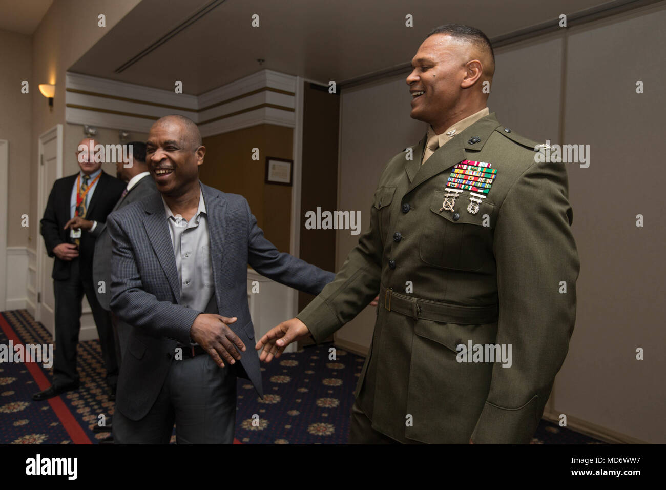 Attendees of U.S. Marine Corps Col. Ronald Jones, chief of behavioral ...