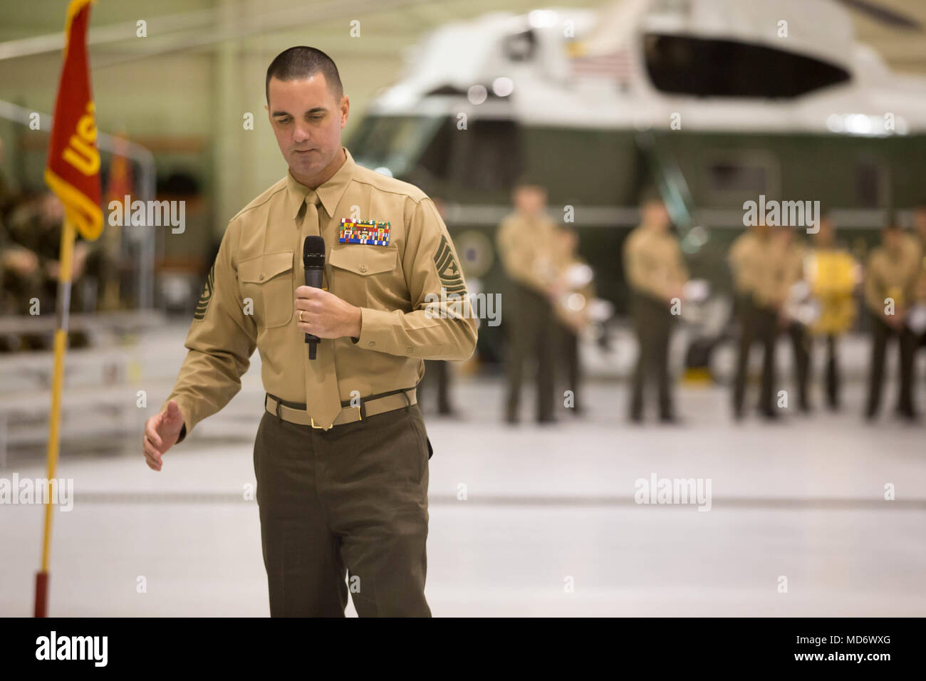 U.S. Marine Corps Sgt. Maj. Sean Cox, incoming sergeant major, HMX-1 ...