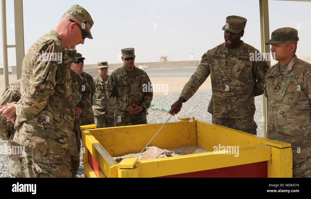 CAMP BUEHRING, Kuwait —Cpl. Quincey Roden (pointing) patriot fire ...