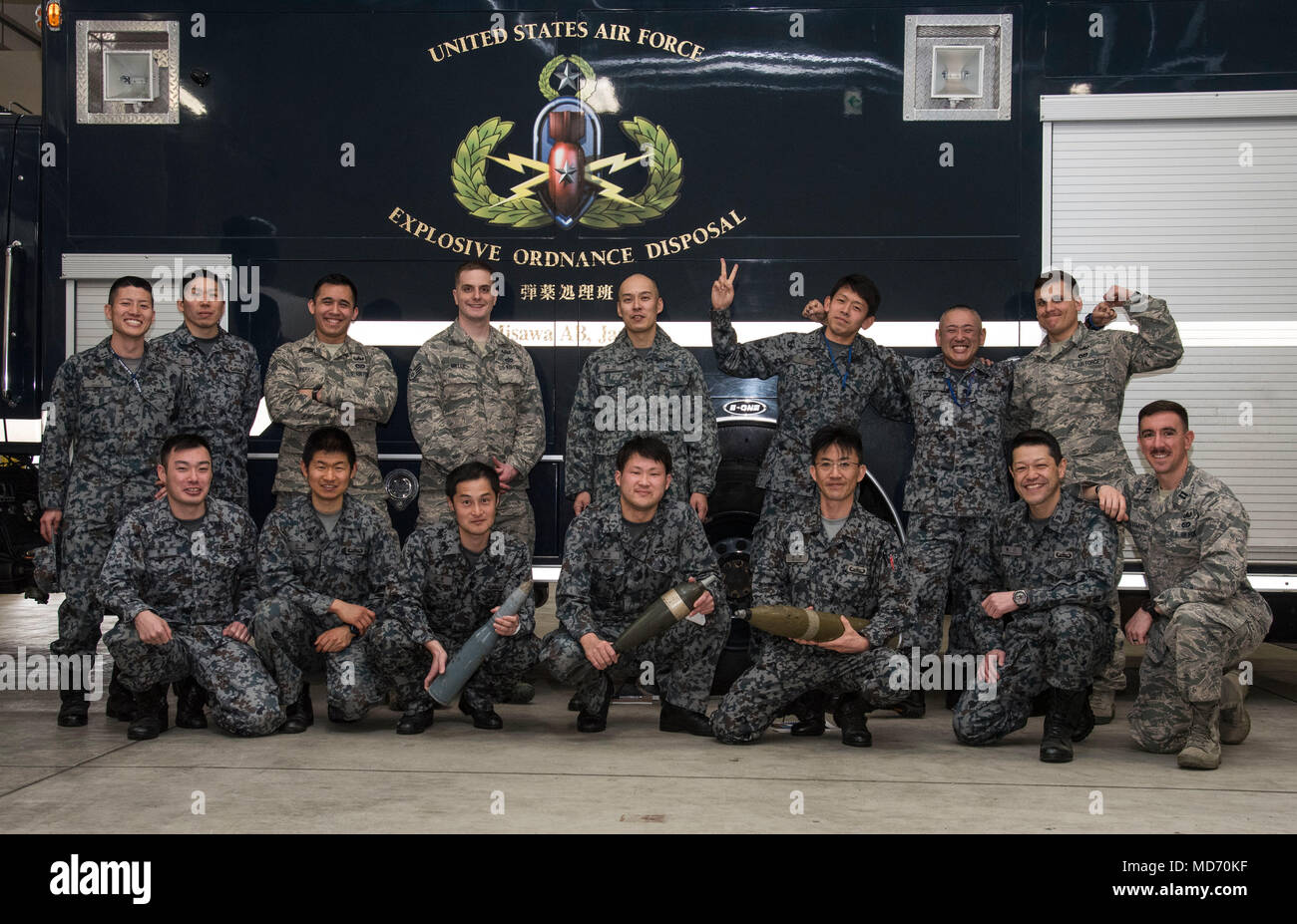 Airmen with the Japan Air Self-Defense Force 3rd Air Wing weapons ...