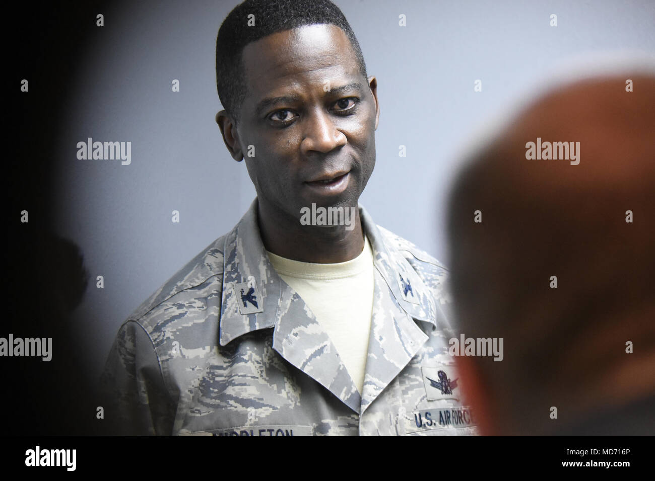 Col. Jacob Middleton, vice commander of the 50th Space Wing, speaks ...