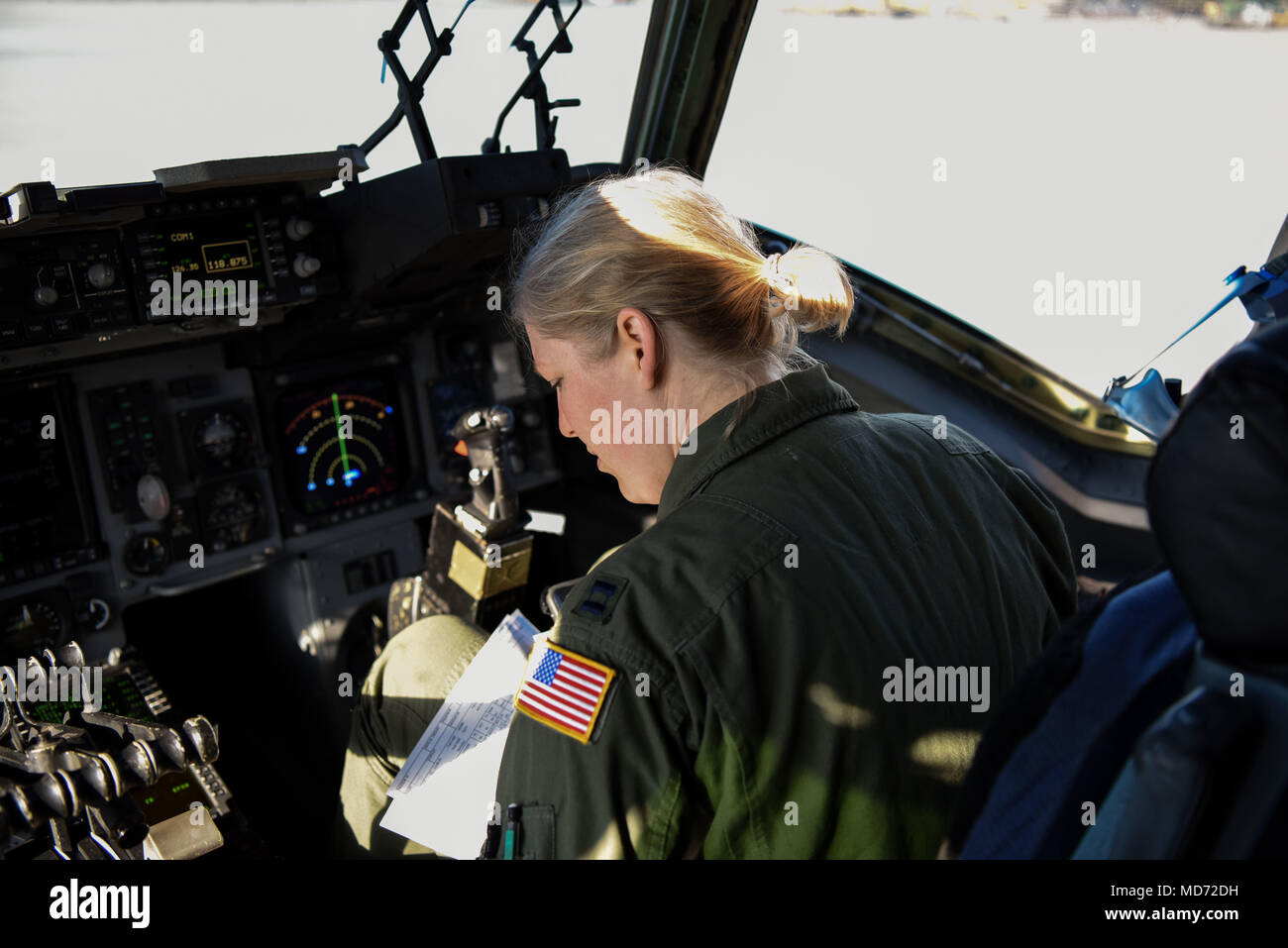 Capt. Taylor Stevens, 3rd Airlift Squadron pilot, conducts preflight ...