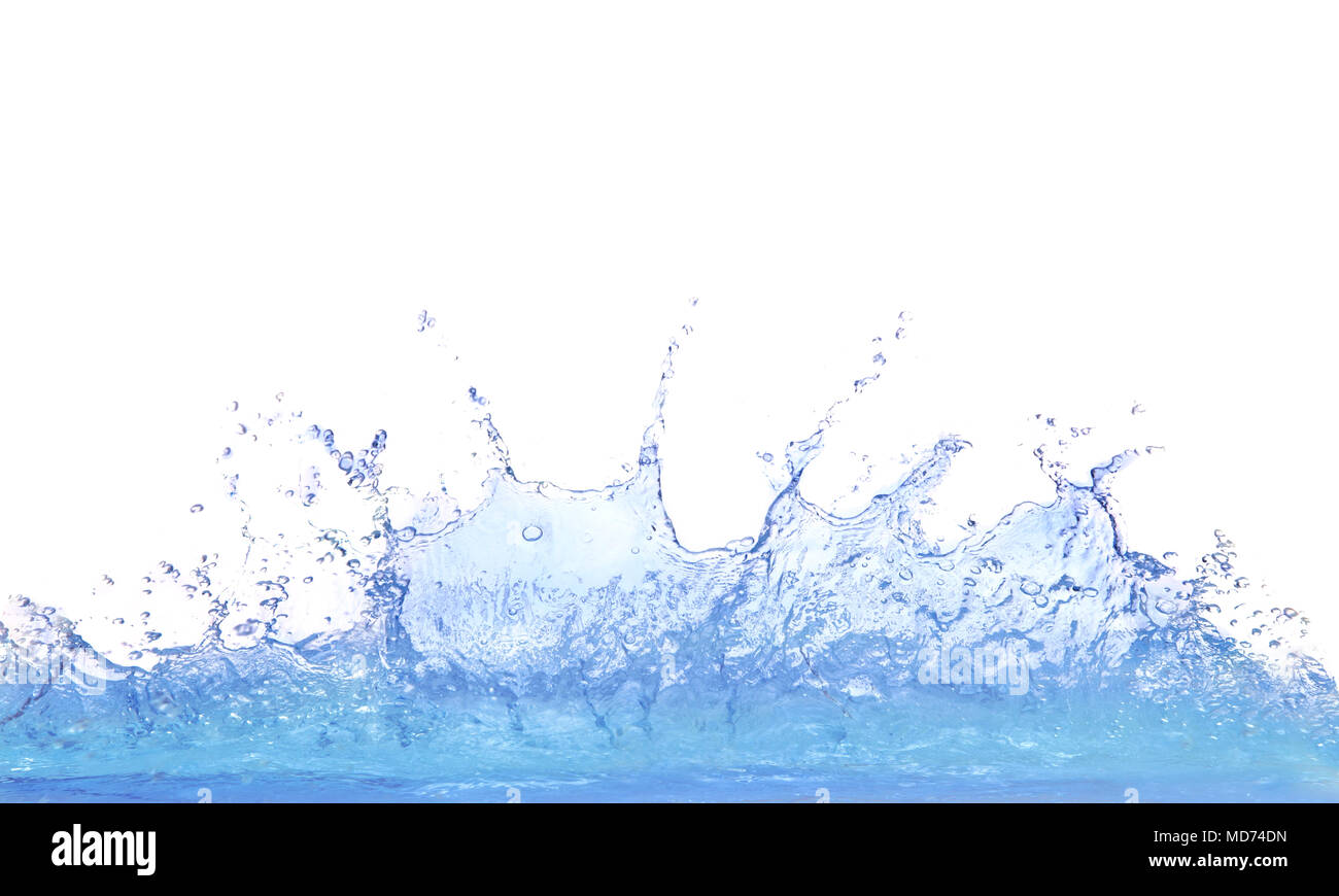 splashing clear water on white background use for refreshment and cool ...
