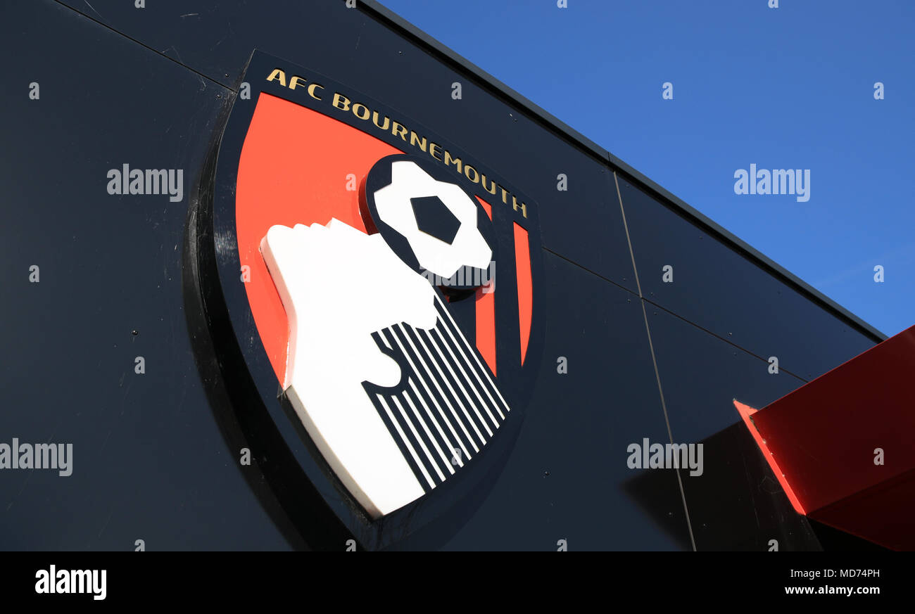 General view of the AFC Bournemouth badge outside the Vitality Stadium ...