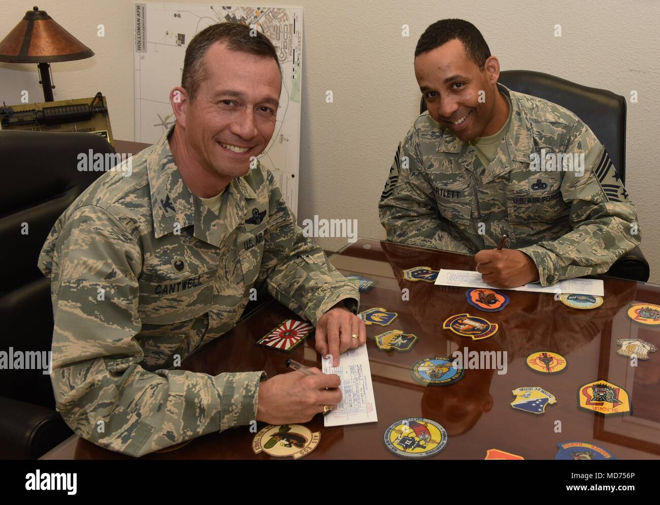 Col. Houston Cantwell, 49th Wing commander, and Chief Master Sgt ...