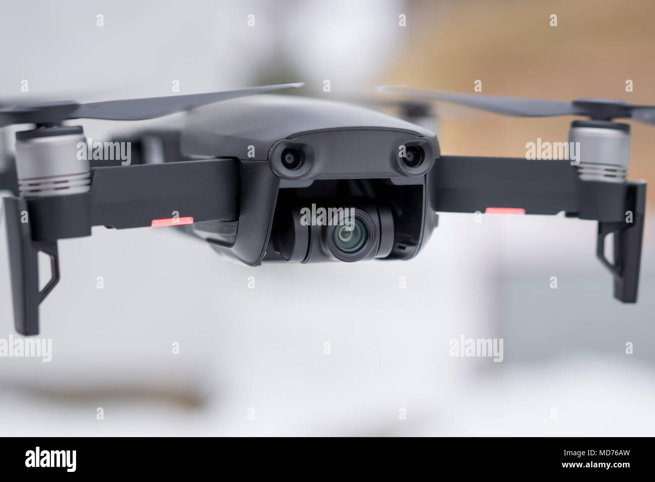 Pancevo - Serbia 03.01.2018. DJI Mavic Air drone flying mid air on ...