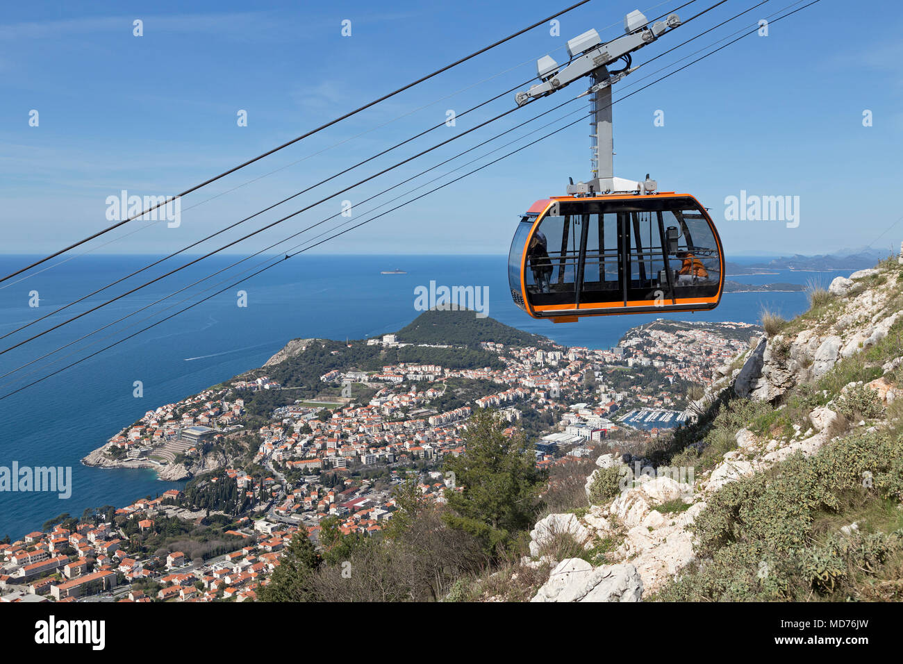 cable car to Srd Mountain, Dubrovnik, Croatia Stock Photo - Alamy