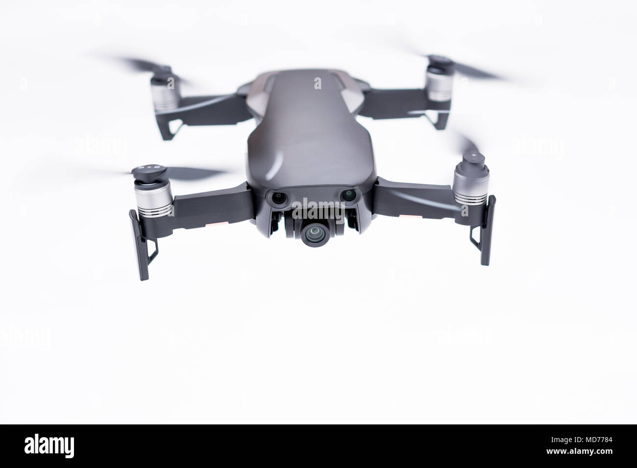 Pancevo - Serbia 03.01.2018. DJI Mavic Air drone flying mid air ...