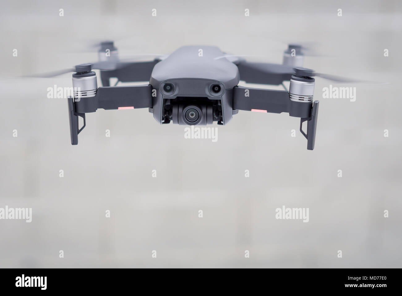 Pancevo - Serbia 03.01.2018. DJI Mavic Air drone flying mid air on ...