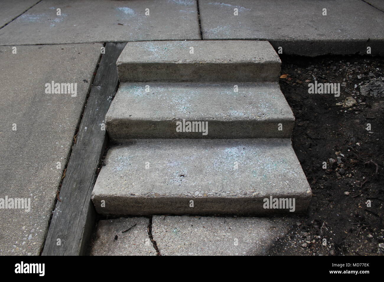 Alley view of three concrete back stairs used for deliveries Stock ...