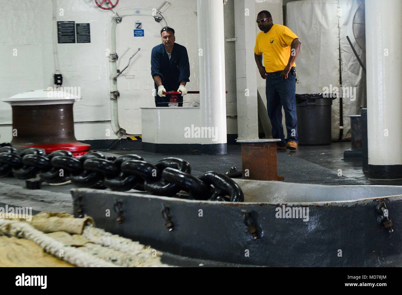 180330-N-QR145-008 LIBREVILLE, Gabon (March 30, 2018) Mike Daurio, left ...