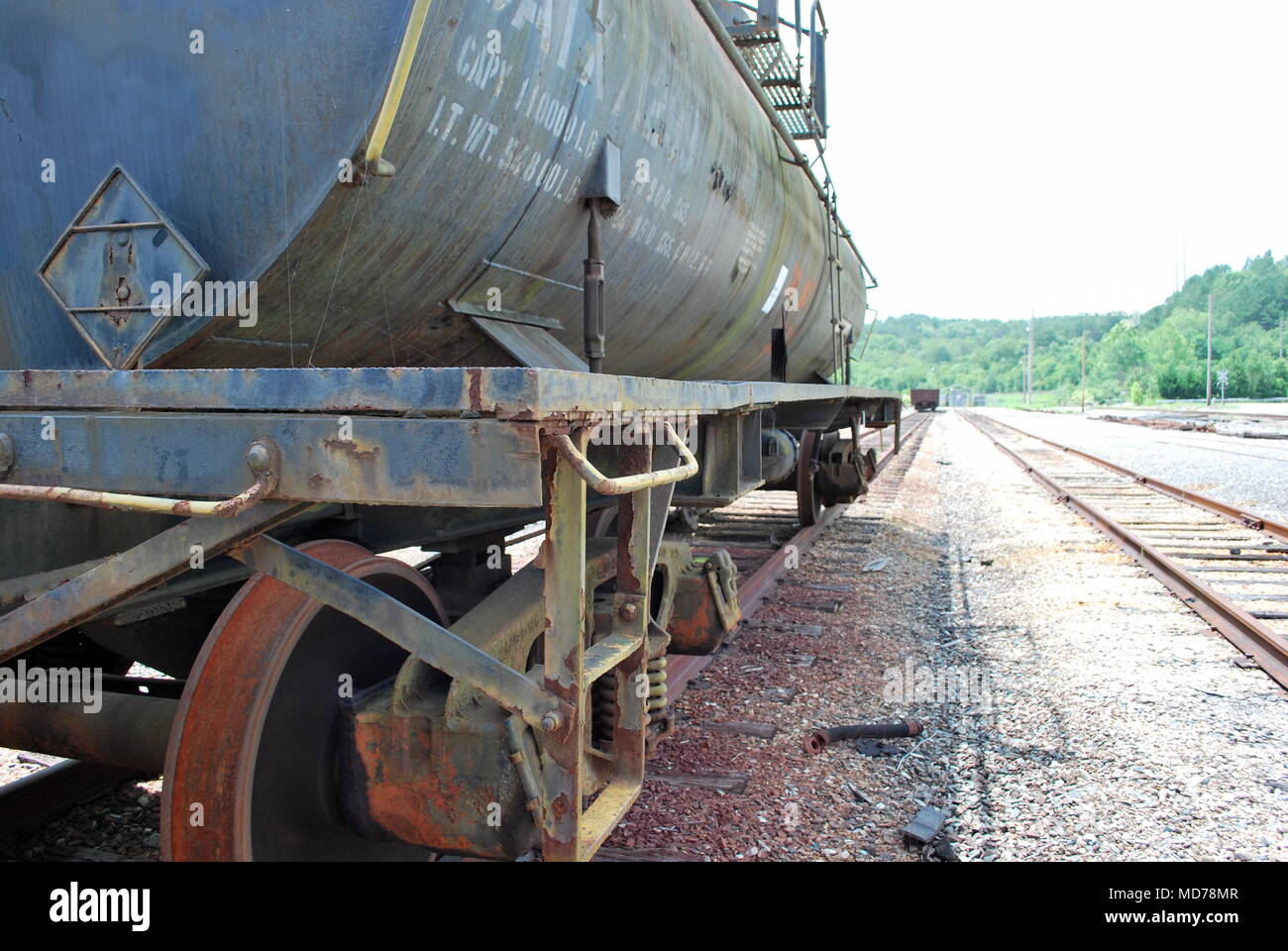 Old vintage trail. Rustic wagon wheels. Rail Stock Photo - Alamy