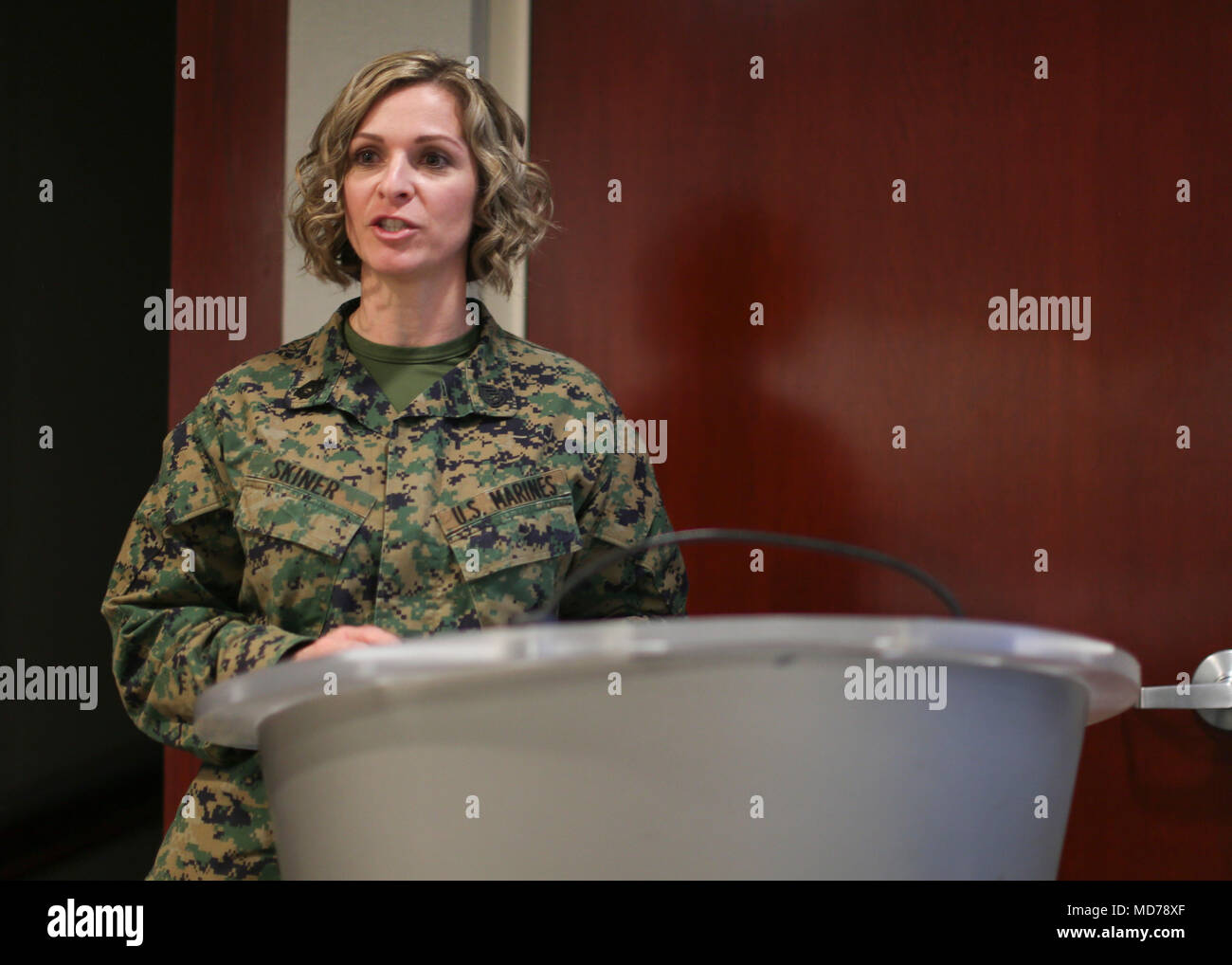 U.S. Marine Corps Gunnery Sgt. Samantha Skiner, an instructor with ...
