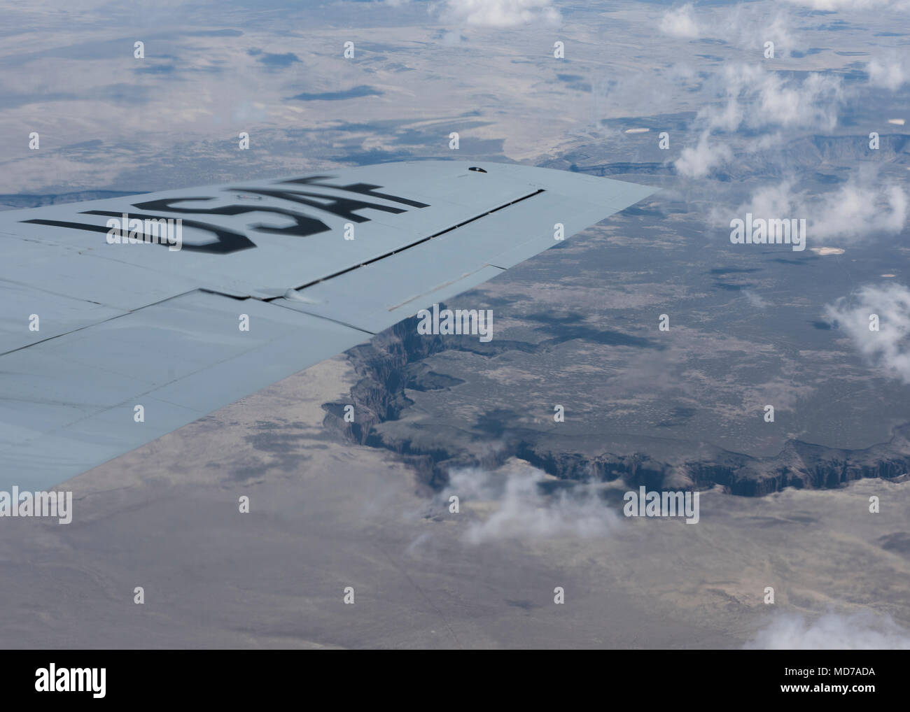 A KC-135 flies over southeastern Idaho March 28, 2018. The KC-135 ...