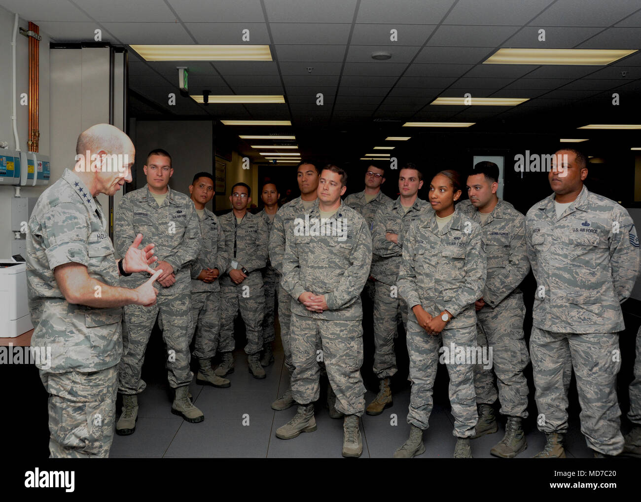General Mike Holmes, commander of Air Combat Command, talks with Airmen ...