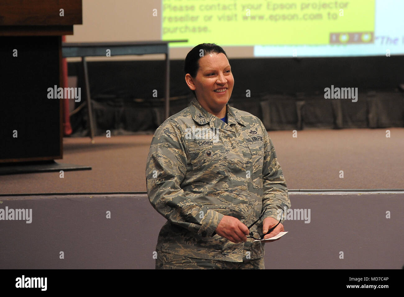 Col. Sarah Christ, 78th Air Base Wing vice commander, speaks to ...