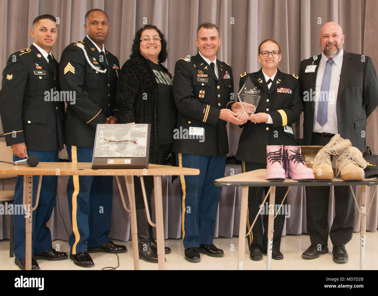 Retired Maj. Gen. Carla Hawley-Bowland (second from right), former ...