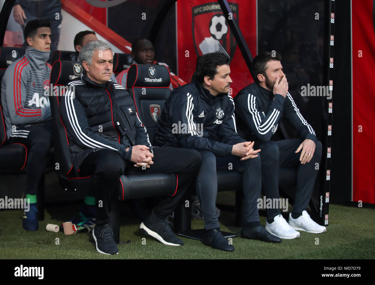 Manchester United's (from left to right) manager Jose Mourinho ...