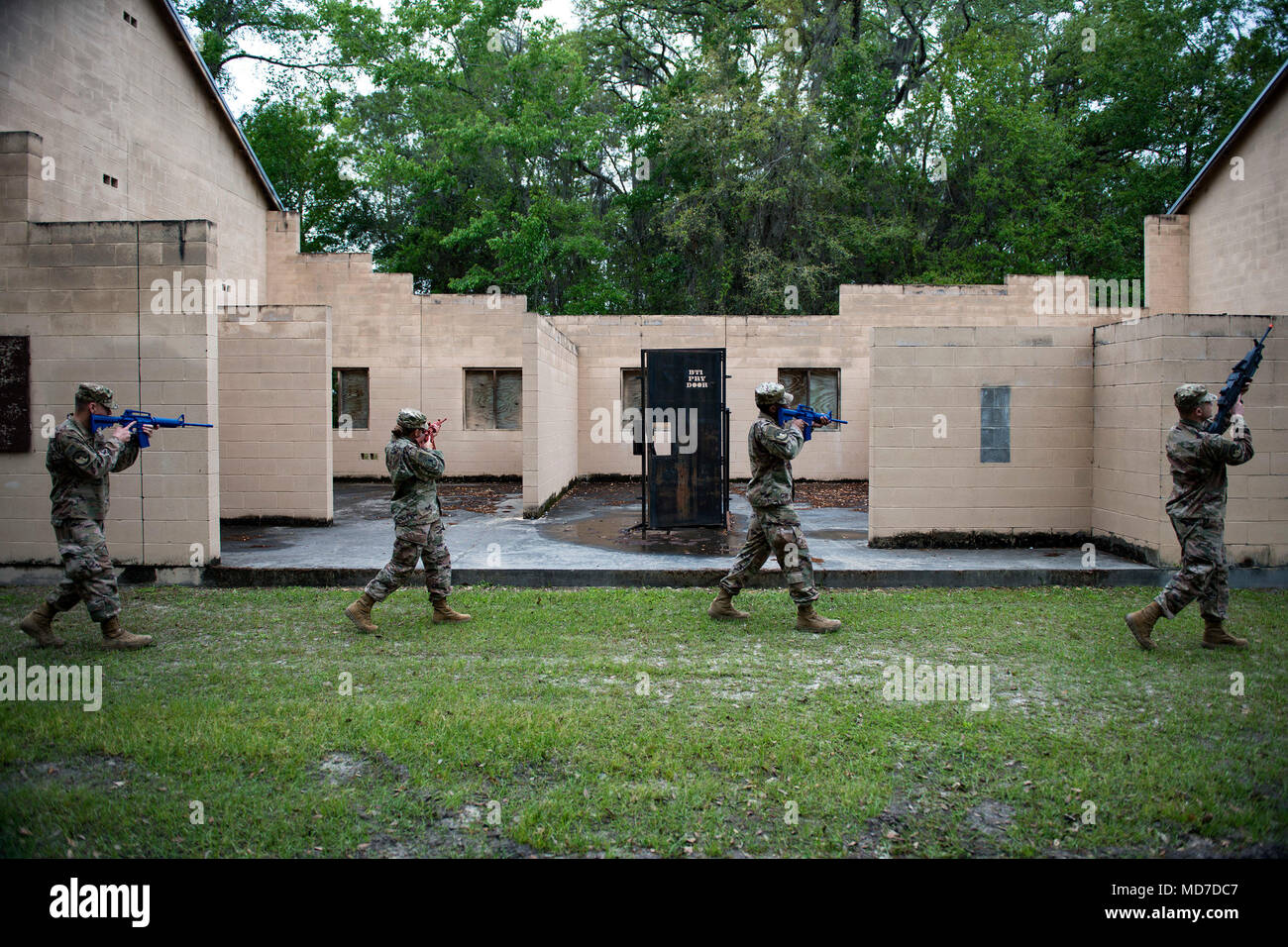 Airmen from the 824th Base Defense Squadron practice staggered ...
