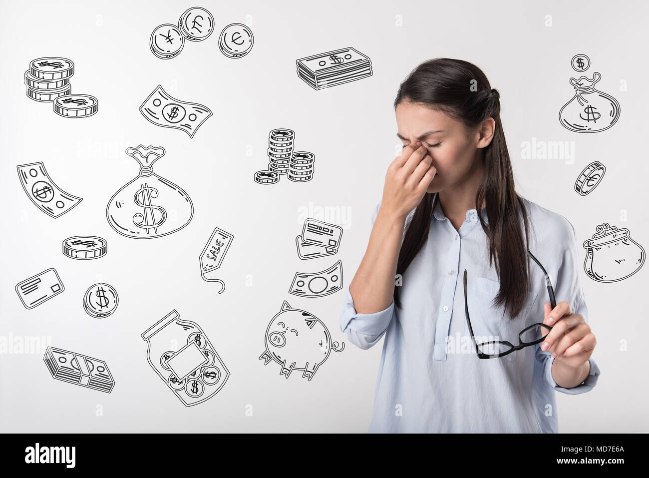 Young student feeling upset while having no money Stock Photo - Alamy