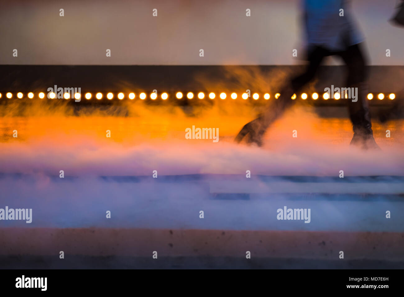 Fashion show, catwalk runway show event - upper half of a model passing ...