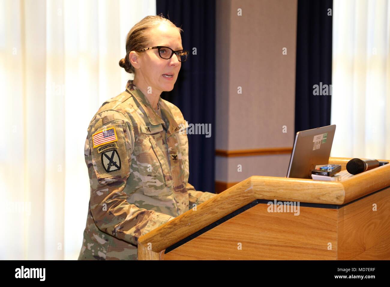 Col. Michelle Link, commander of the 372nd Engineer Brigade, gives her ...