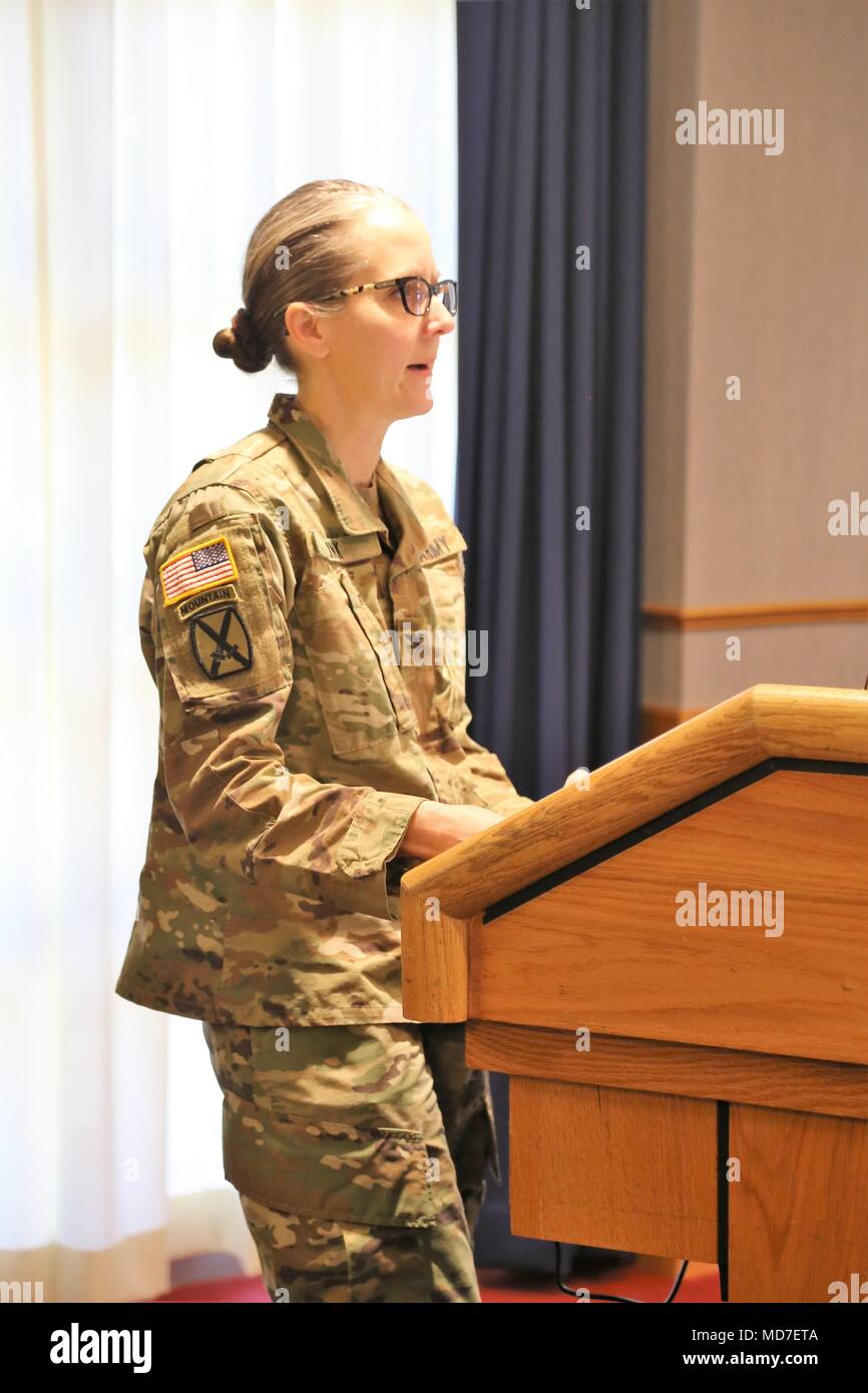 Col. Michelle Link, commander of the 372nd Engineer Brigade, gives her ...