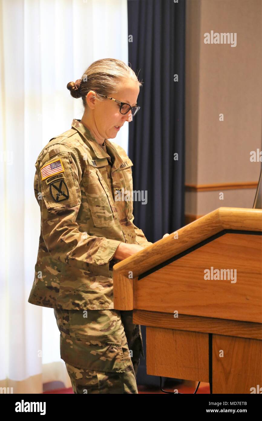 Col. Michelle Link, commander of the 372nd Engineer Brigade, gives her ...