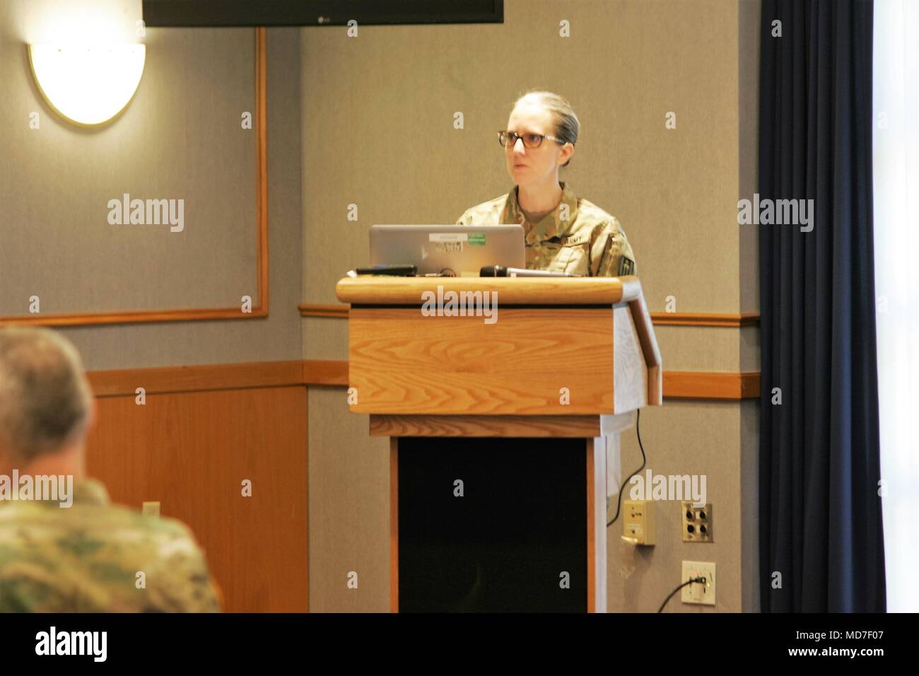 Col. Michelle Link, commander of the 372nd Engineer Brigade, gives her ...