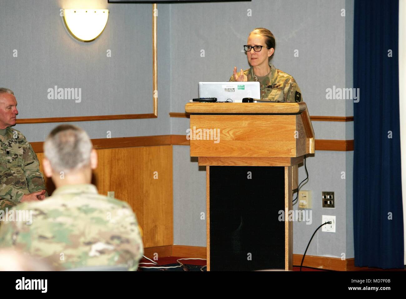 Col. Michelle Link, commander of the 372nd Engineer Brigade, gives her ...
