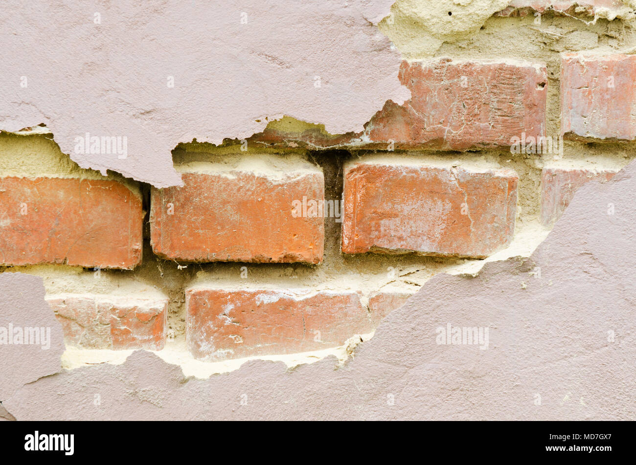 Texture of old shattered brick walls with plaster Stock Photo - Alamy