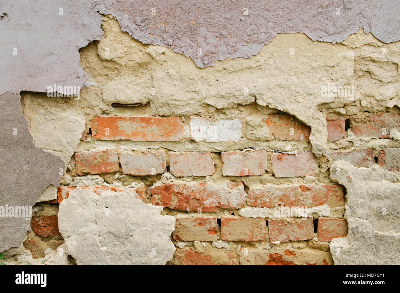 Texture of old shattered brick walls with plaster Stock Photo - Alamy