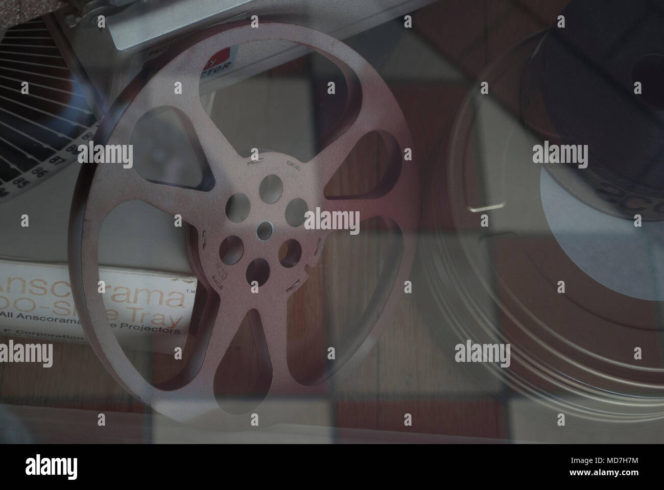 Shop-window, old, retro, aged photo, movie cameras close up ...