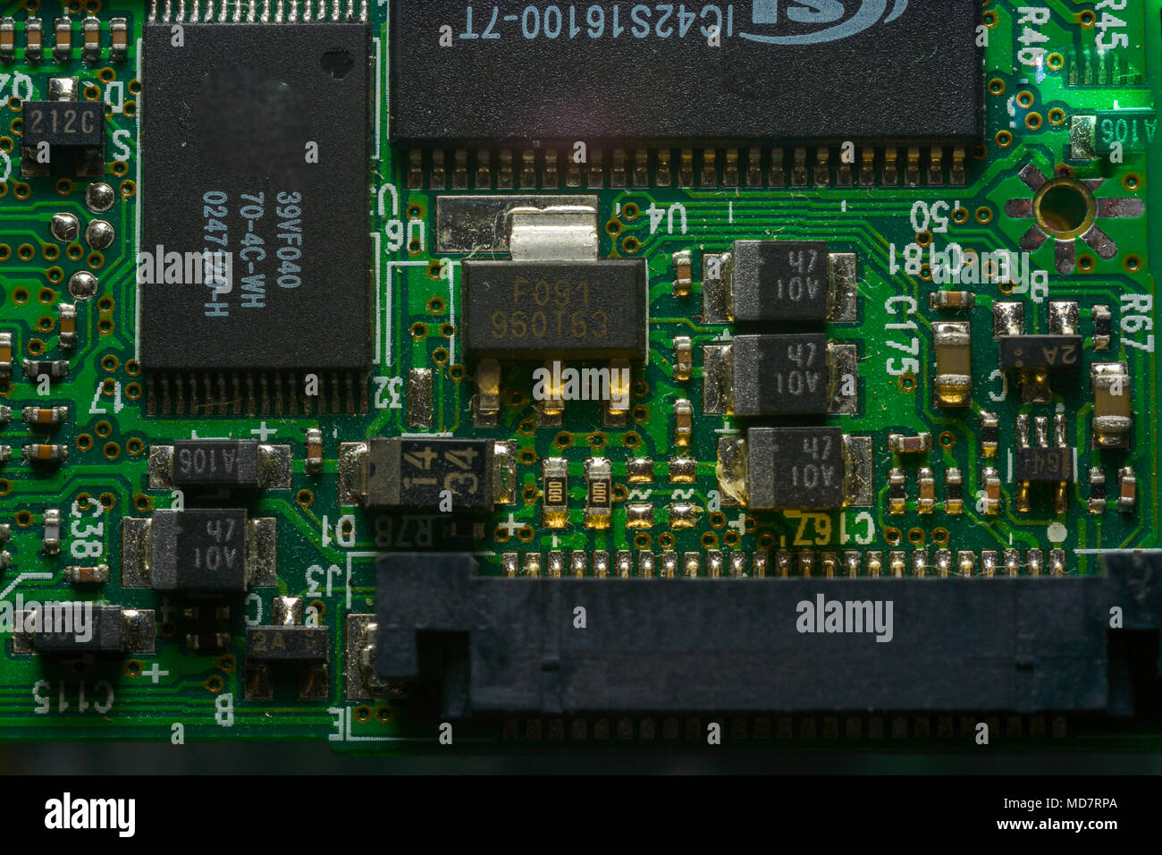 Macro photography of personal computer parts within the motherboard ...