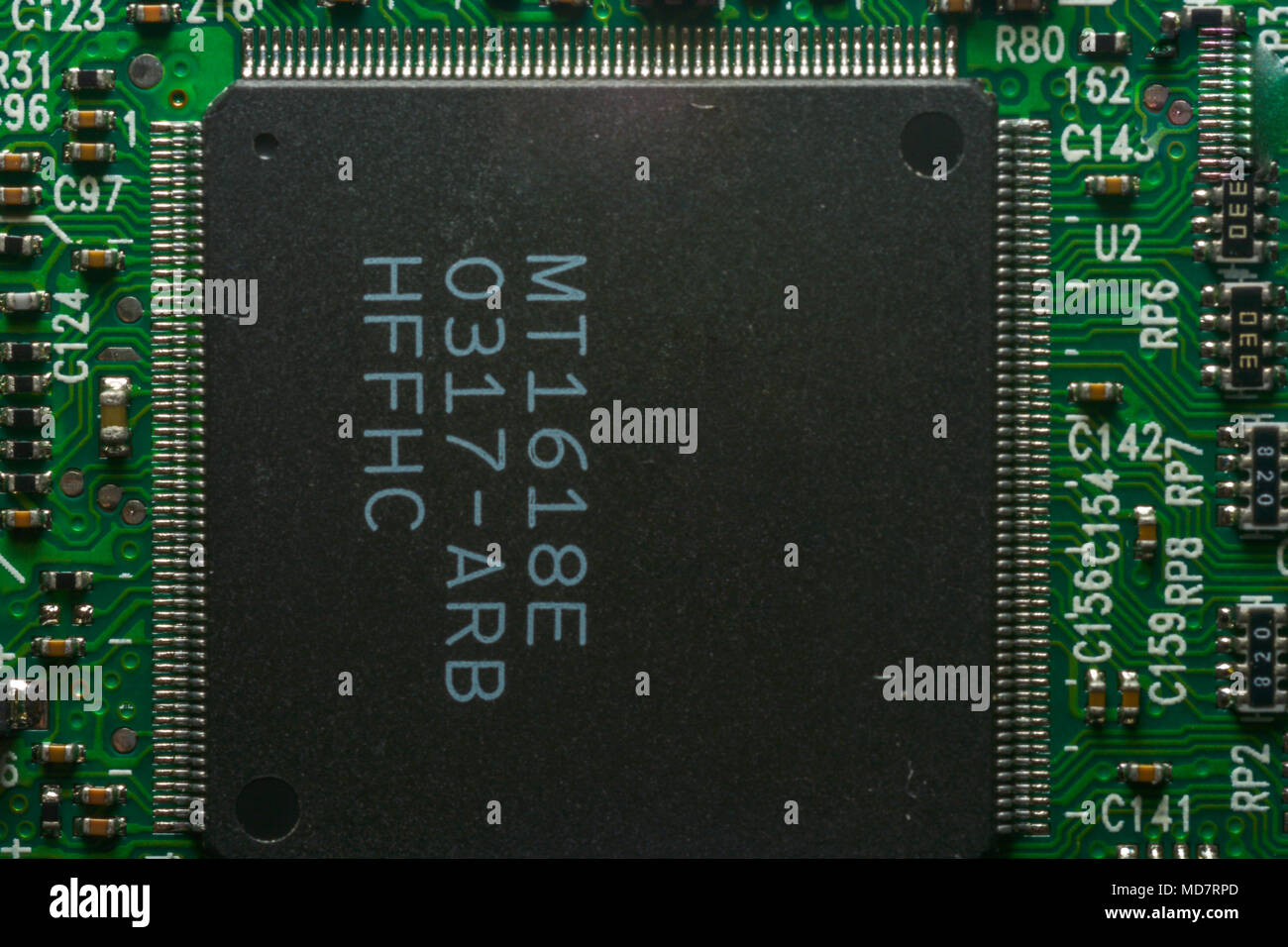 Macro photography of personal computer parts within the motherboard ...