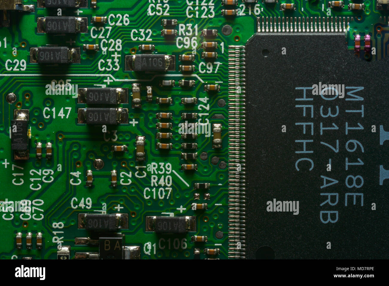 Macro photography of personal computer parts within the motherboard ...