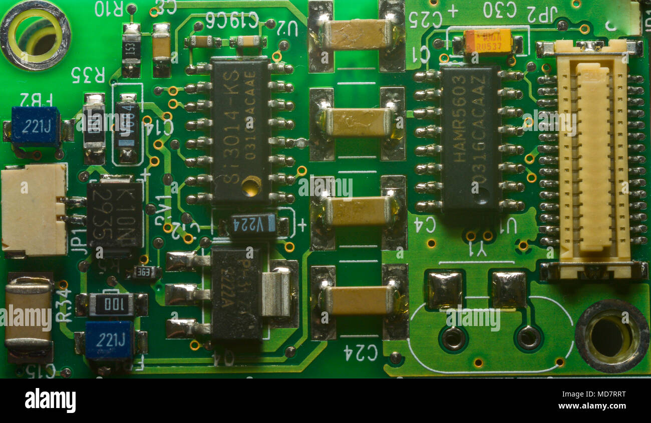 Macro photography of personal computer parts within the motherboard ...