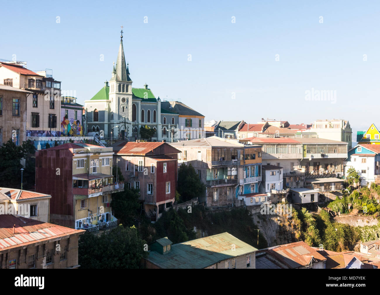 View on Cityscape of historical city Valparaiso, Chile. The colorful ...