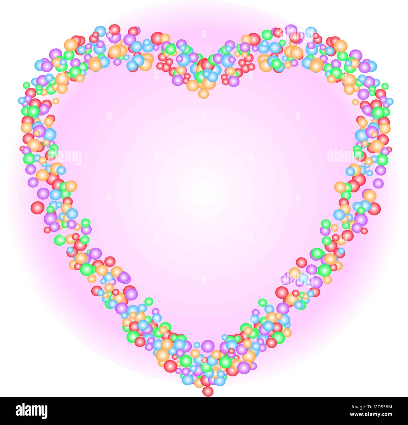 Heart shape pattern formed by colorful circle shapes in various sizes ...